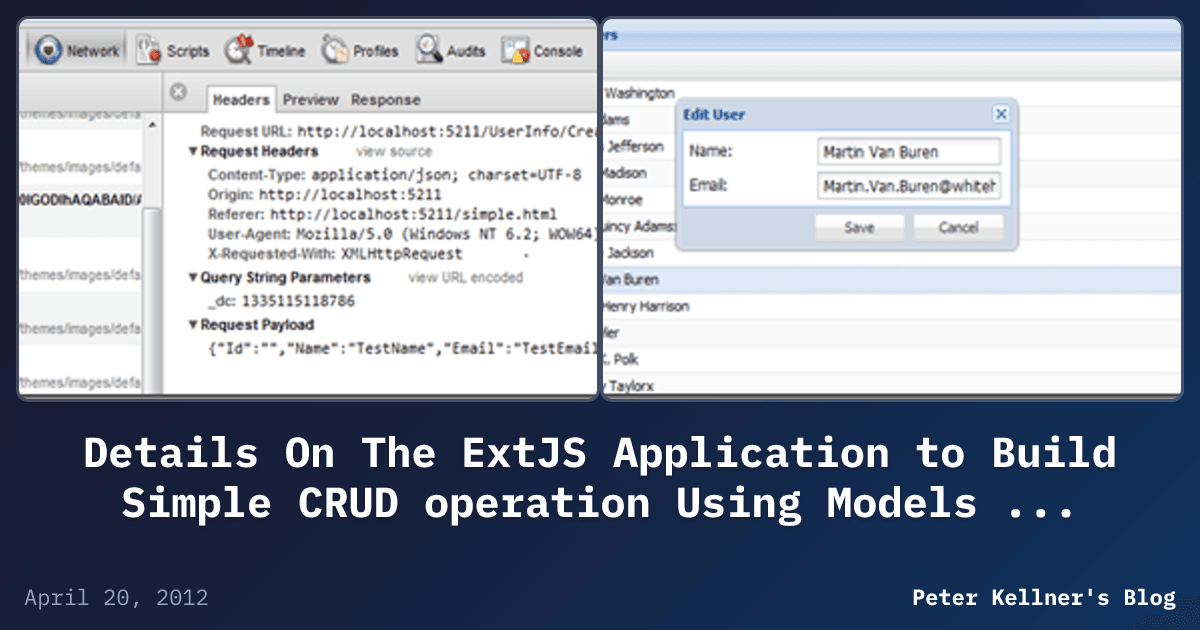 Details On The ExtJS Application to Build Simple CRUD operation Using ...