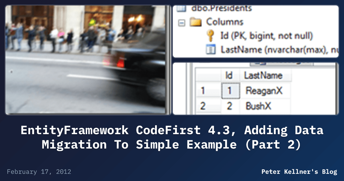 EntityFramework CodeFirst 4.3, Adding Data Migration To Simple Example ...