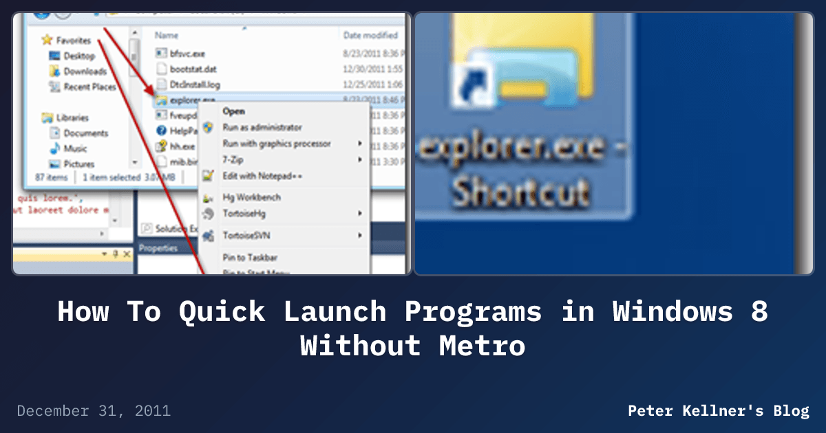 How To Quick Launch Programs in Windows 8 Without Metro | Peter Kellner ...
