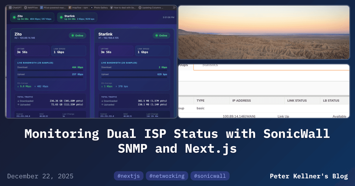 Monitoring Dual ISP Status with SonicWall SNMP and Next.js | Peter ...