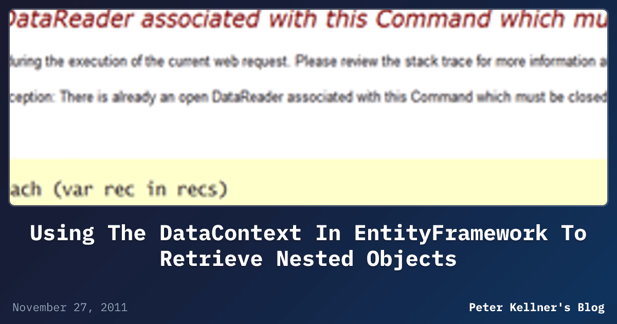 Using The DataContext In EntityFramework To Retrieve Nested Objects ...